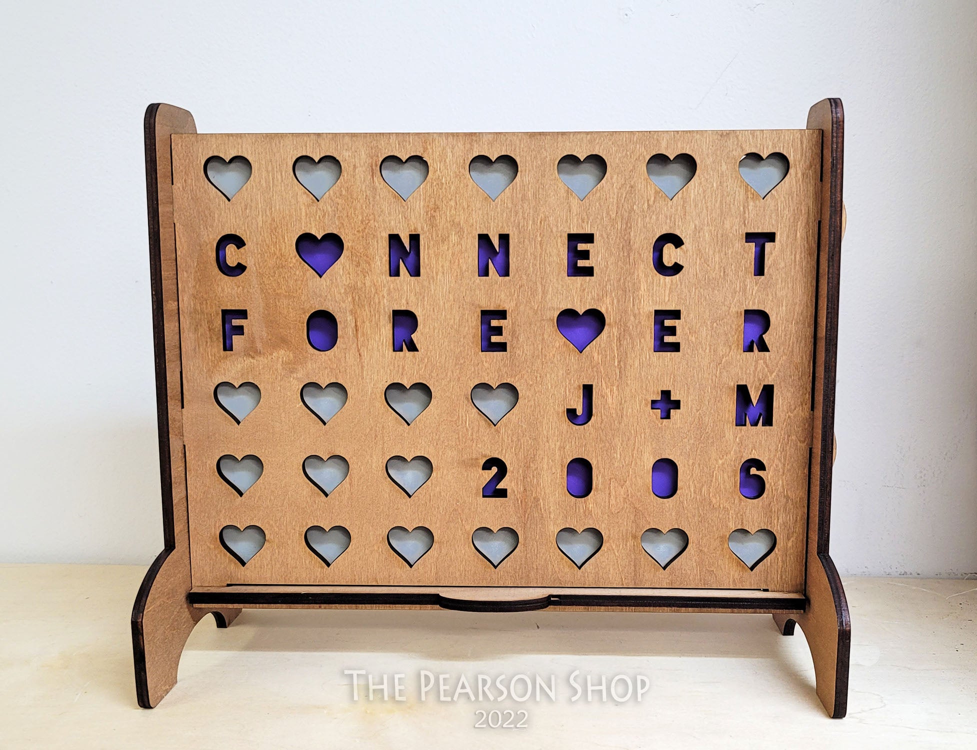 Personalized Wooden Connect 4 Hearts Game – ThePearsonShop